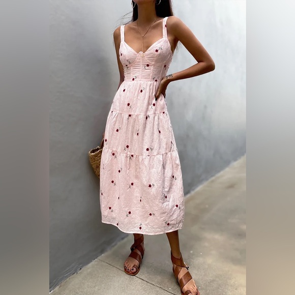 REVOLVE | Dresses | Seven Wonders Amie Midi Dress Pink Rose Eyelet ...